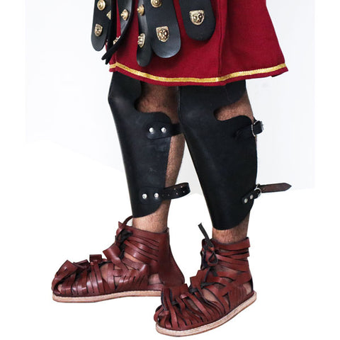 Full Body Roman Skirted Leather Armor Suit with Greek Metal Helmet LFB