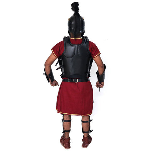 Full Body Roman Skirted Leather Armor Suit with Greek Metal Helmet LFB